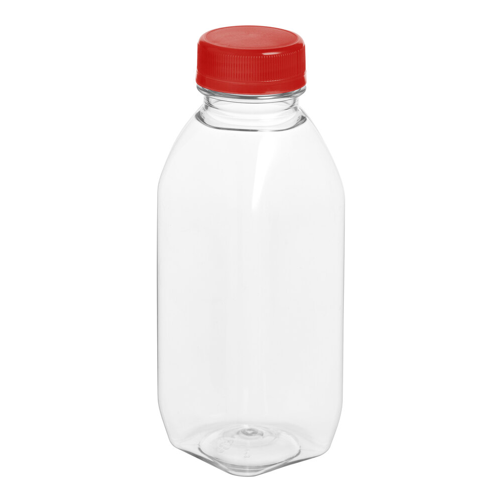Captiva Containers 12 oz. Square Milkman PET Clear HPP Juice Bottle ...