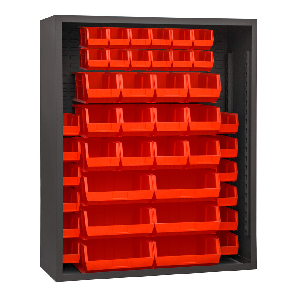 Durham Mfg 48" x 18" x 72" 12 Gauge Steel Enclosed Bin Rack with 42 Red ...