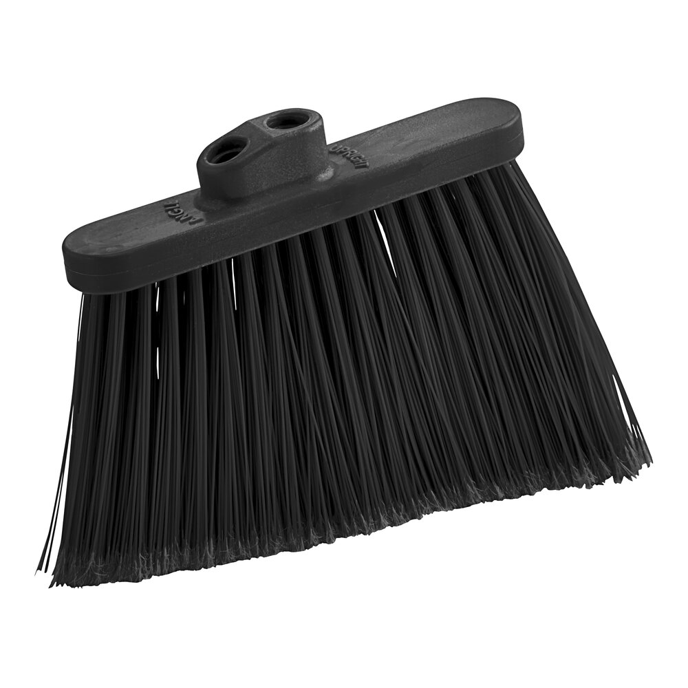 Lavex 12" Black Flagged Angled Broom Head with 2 Connection Threads