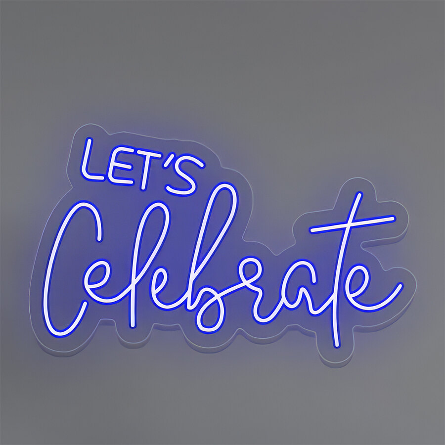 Crazy Neon 30" x 18 1/2" Blue LED "Let's Celebrate" Sign CNUS027821