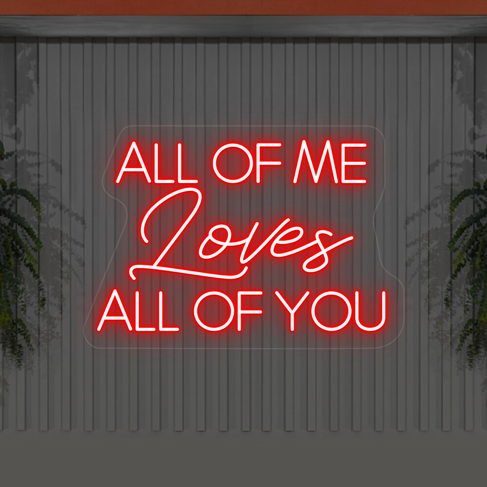 Crazy Neon 25" x 17" Red LED "All Of Me Loves All Of You" Sign CNUS012139