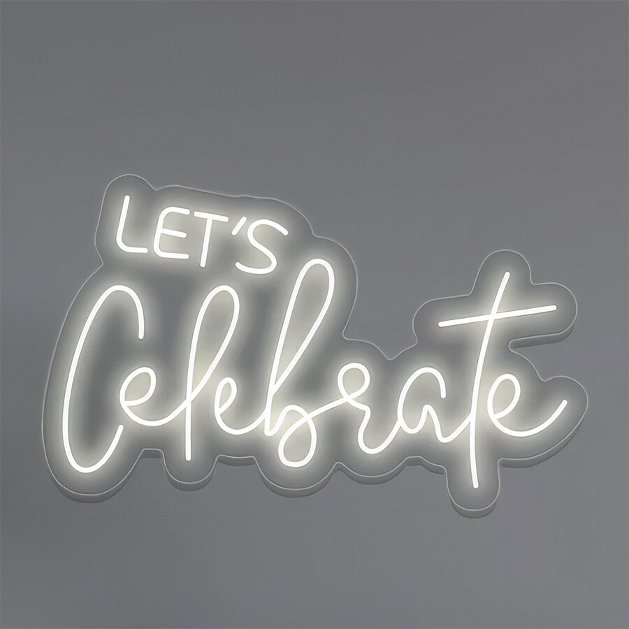 Crazy Neon 34" x 21" Warm White LED "Let's Celebrate" Sign CNUS027815
