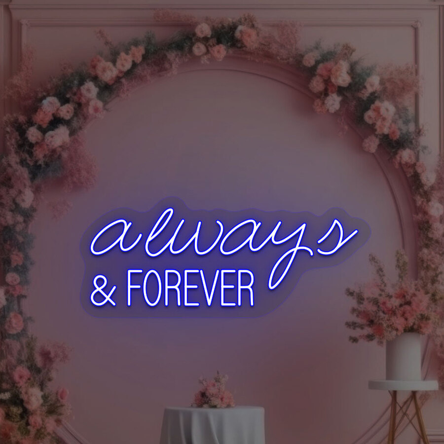 Crazy Neon 26" x 10 1/2" Blue LED "Always & Forever" Sign CNUS009771