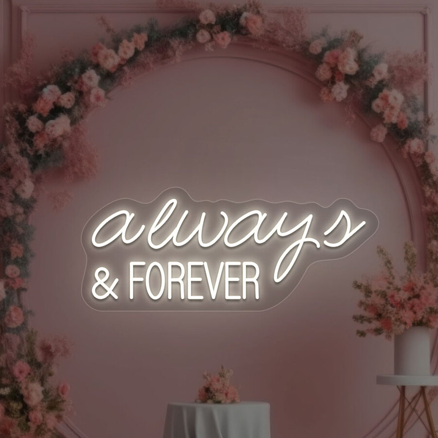Crazy Neon 26" x 10 1/2" Warm White LED "Always & Forever" Sign CNUS009787