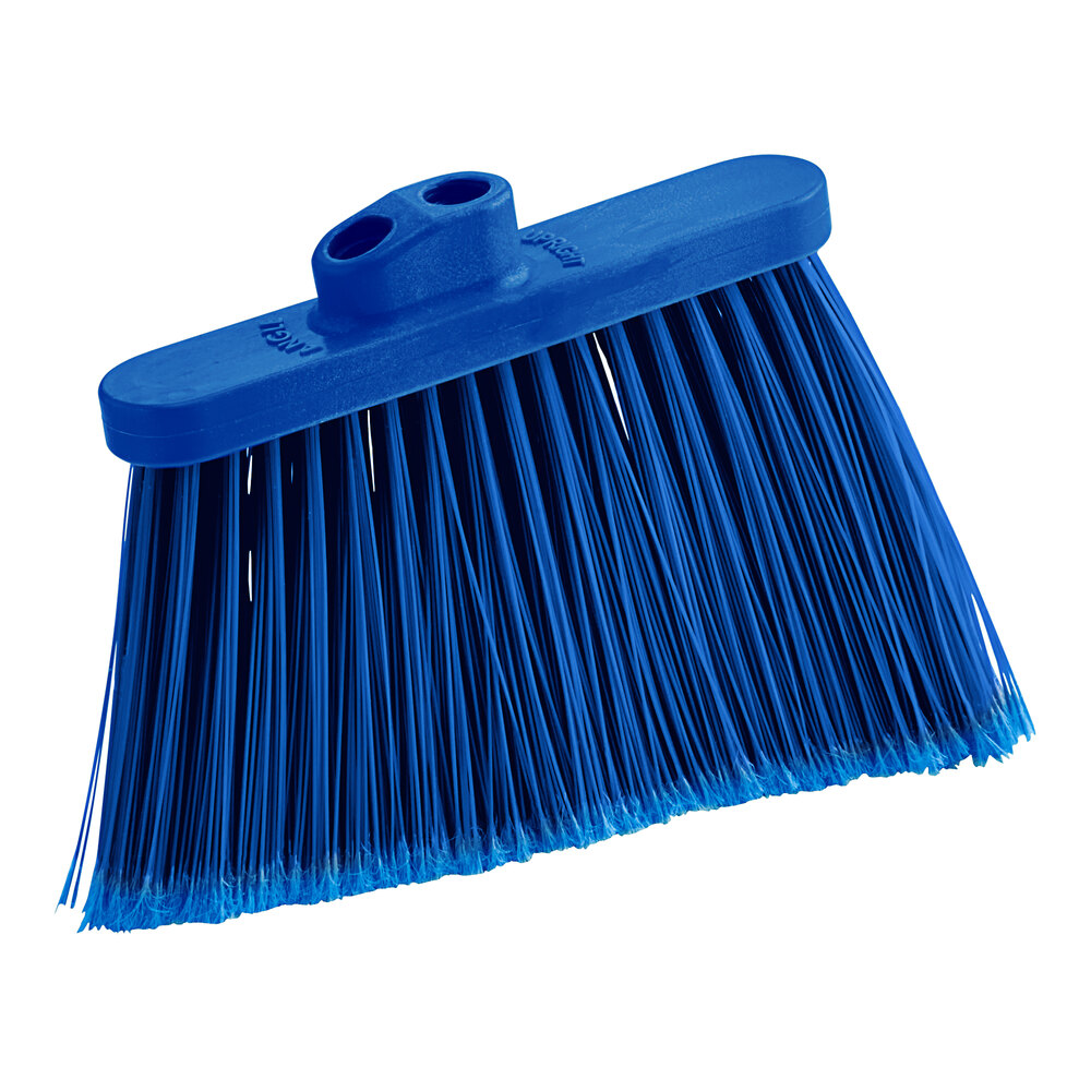 Lavex 12" Blue Flagged Angled Broom Head with 2 Connection Threads