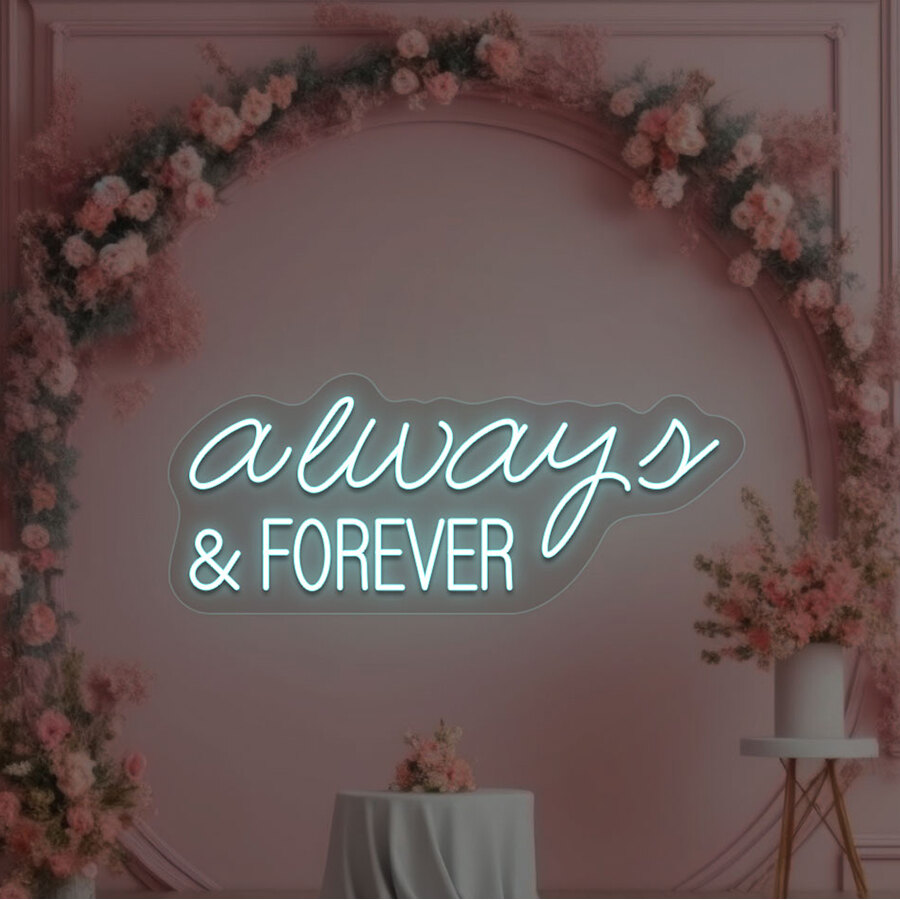 Crazy Neon 41" x 16 1/2" Ice Blue LED "Always & Forever" Sign CNUS009781