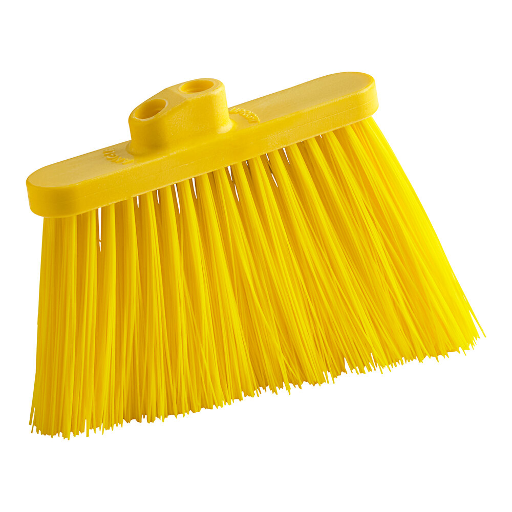 Lavex 12" Yellow Unflagged Angled Broom Head with 2 Connection Threads