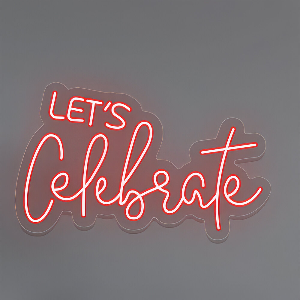 Crazy Neon 26" x 16" Red LED "Let's Celebrate" Sign CNUS027875