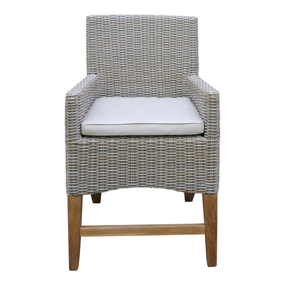 Outdoor Interiors Teak and Ash Wicker Counter Height Bar Chair with ...
