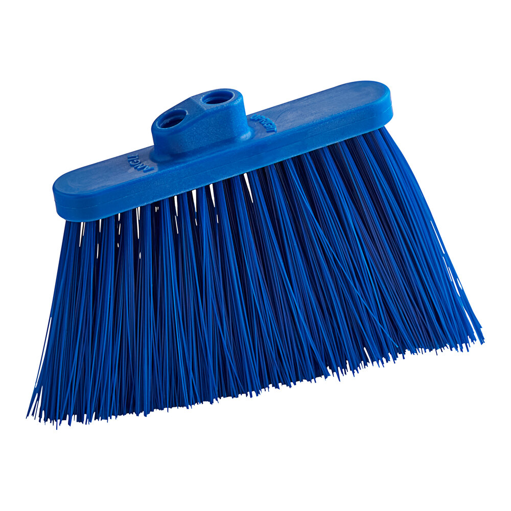 Lavex 12" Blue Unflagged Angled Broom Head with 2 Connection Threads
