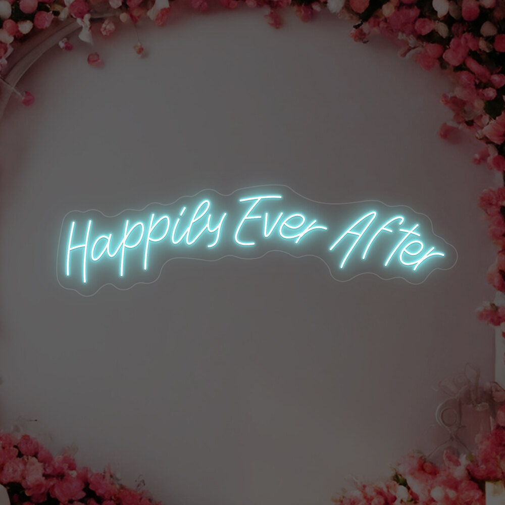 Crazy Neon 36" x 10" Ice Blue LED "Happily Ever After" Sign CNUS003090