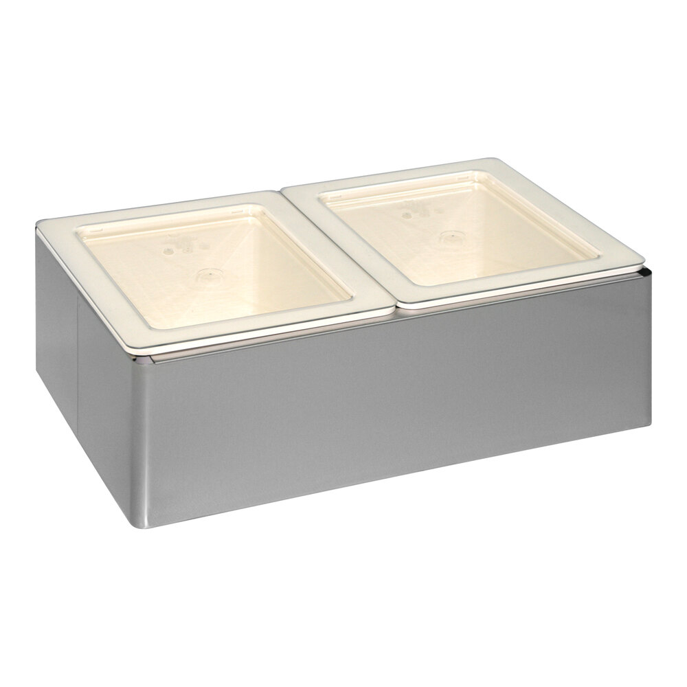 Cadco PS-CBC-6CP Stainless Steel 6" Deep Cold Pan Holder with 2 Half ...