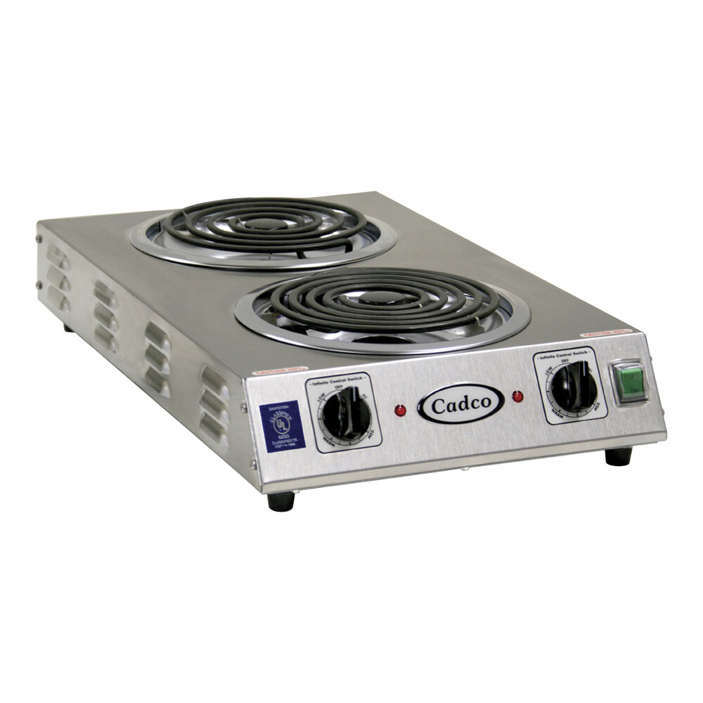 Cadco CDR-2TFB Double Burner Stainless Steel Portable Electric Front-to ...