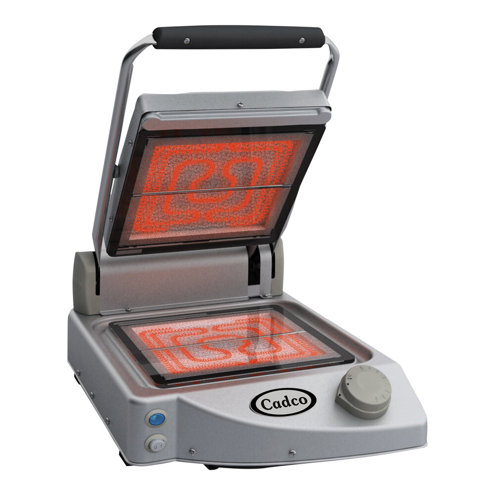 Cadco CPG-10FC(220) Single Glass-Ceramic Clamshell Grill with Smooth ...