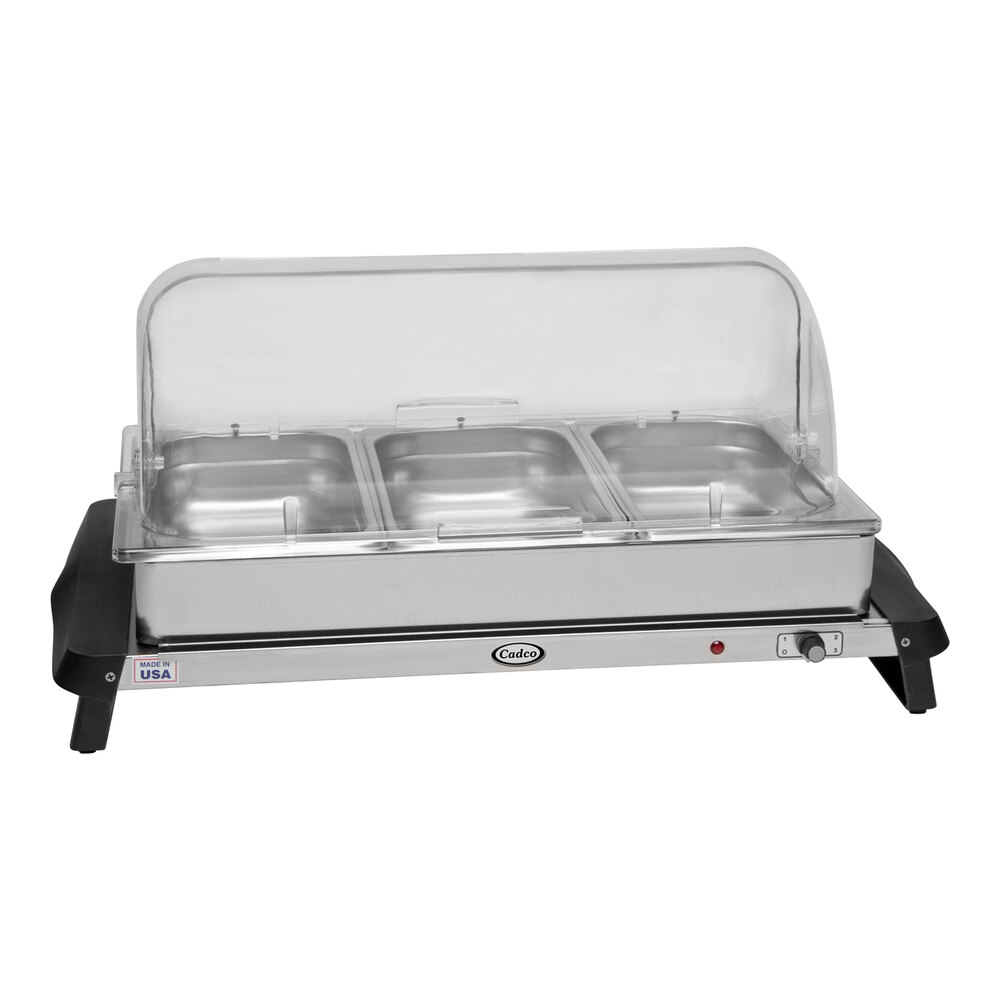 Cadco WTBS-3RT 3-Compartment Third Size Electric Buffet Server with ...
