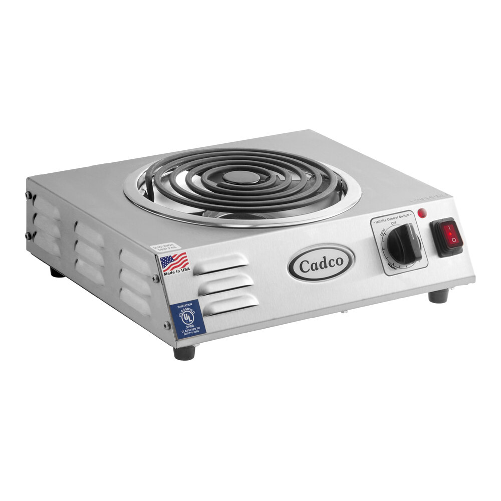 Cadco CSR-3T Single Burner Stainless Steel Portable Electric Hot Plate ...
