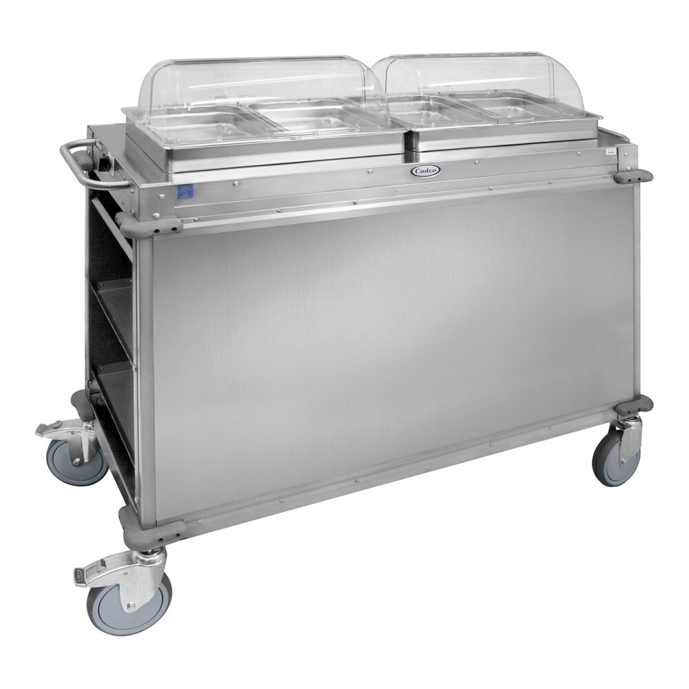 Cadco MobileServ 52 3/4" x 20 3/4" Junior Food Cart with 2 Heated Wells ...