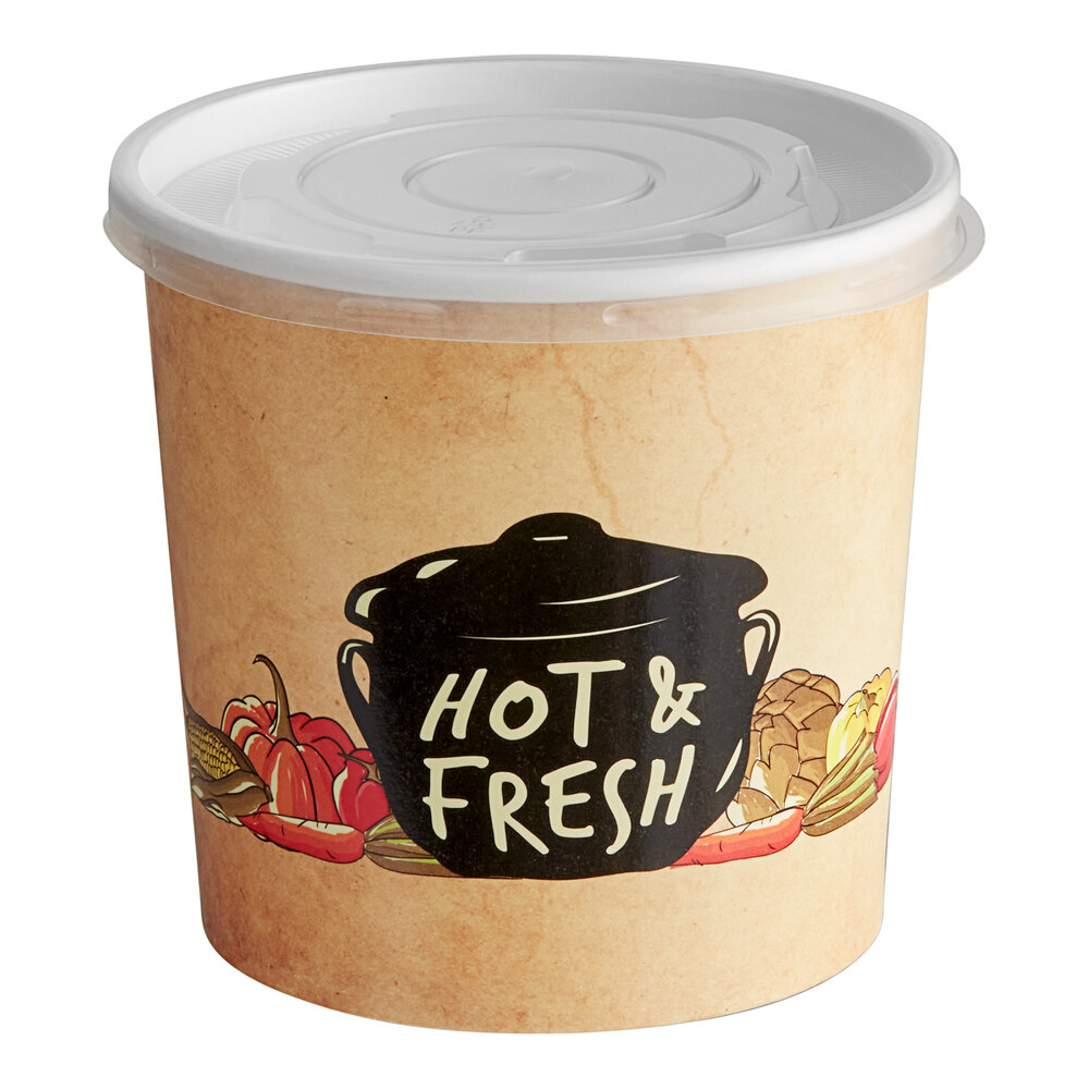 Choice 26 oz. Medley Double Poly-Coated Paper Soup / Hot Food Cup with ...