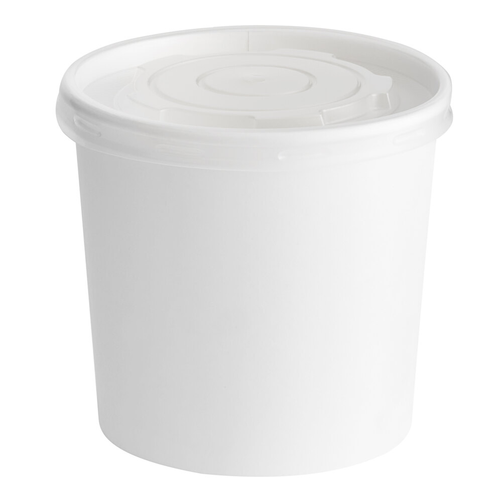 Choice 26 oz. White Double Poly-Coated Paper Food Cup with Vented ...