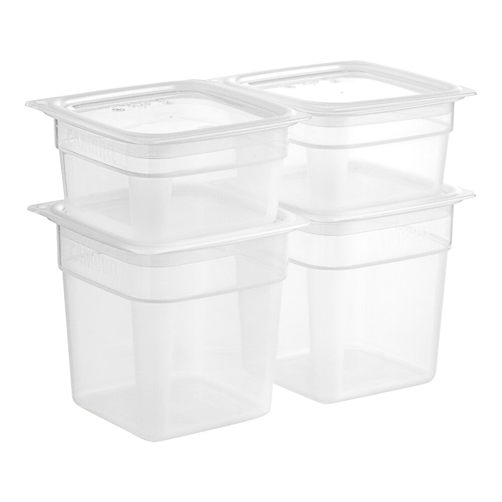 Cambro CamSquares® FreshPro 8-Piece Translucent Square Polypropylene ...