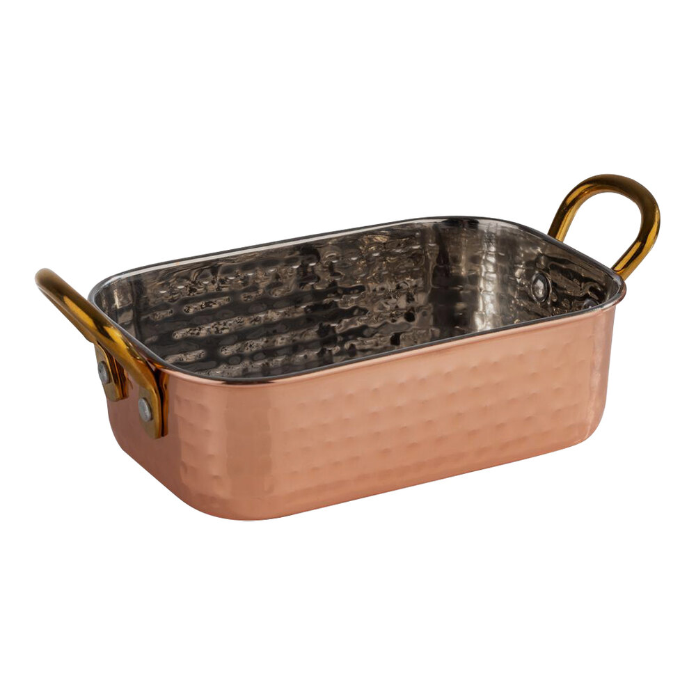 APS Mumbai 15.2 oz. Rectangular Hammered Copper Serving Pot