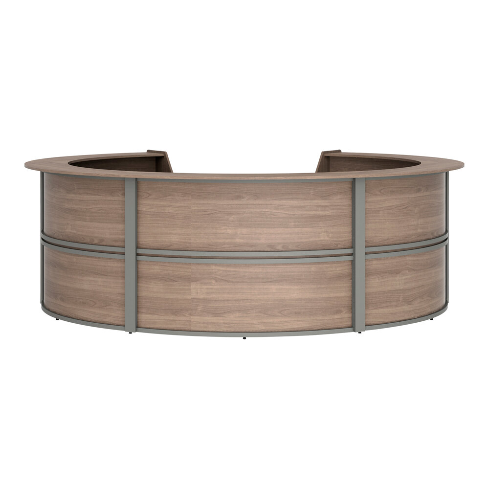Linea Italia 142" x 133" x 46" Walnut Laminate 5 Panel Curved U-Shape ...