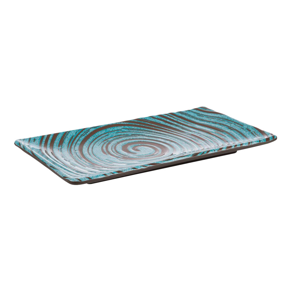 APS Cancun 9" x 5" Rectangular Melamine Serving Tray - 6/Case