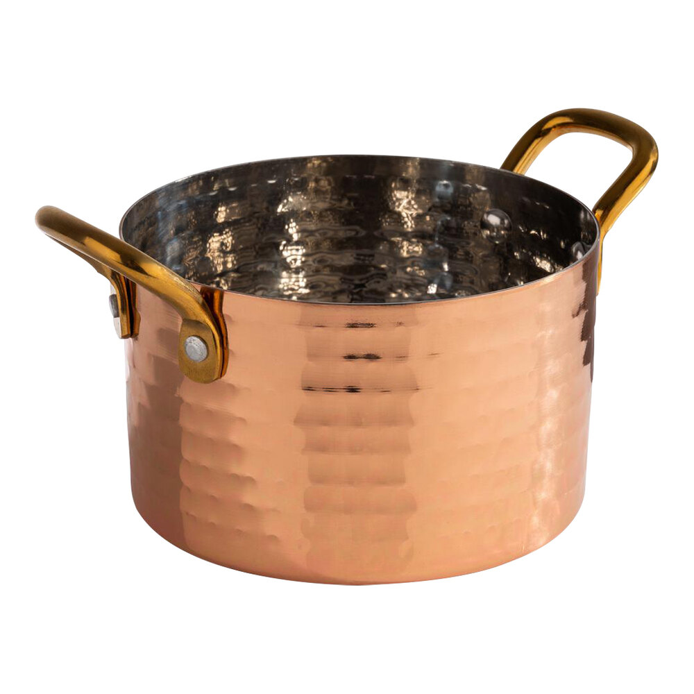 APS Mumbai 20.3 oz. Round Hammered Copper Serving Pot