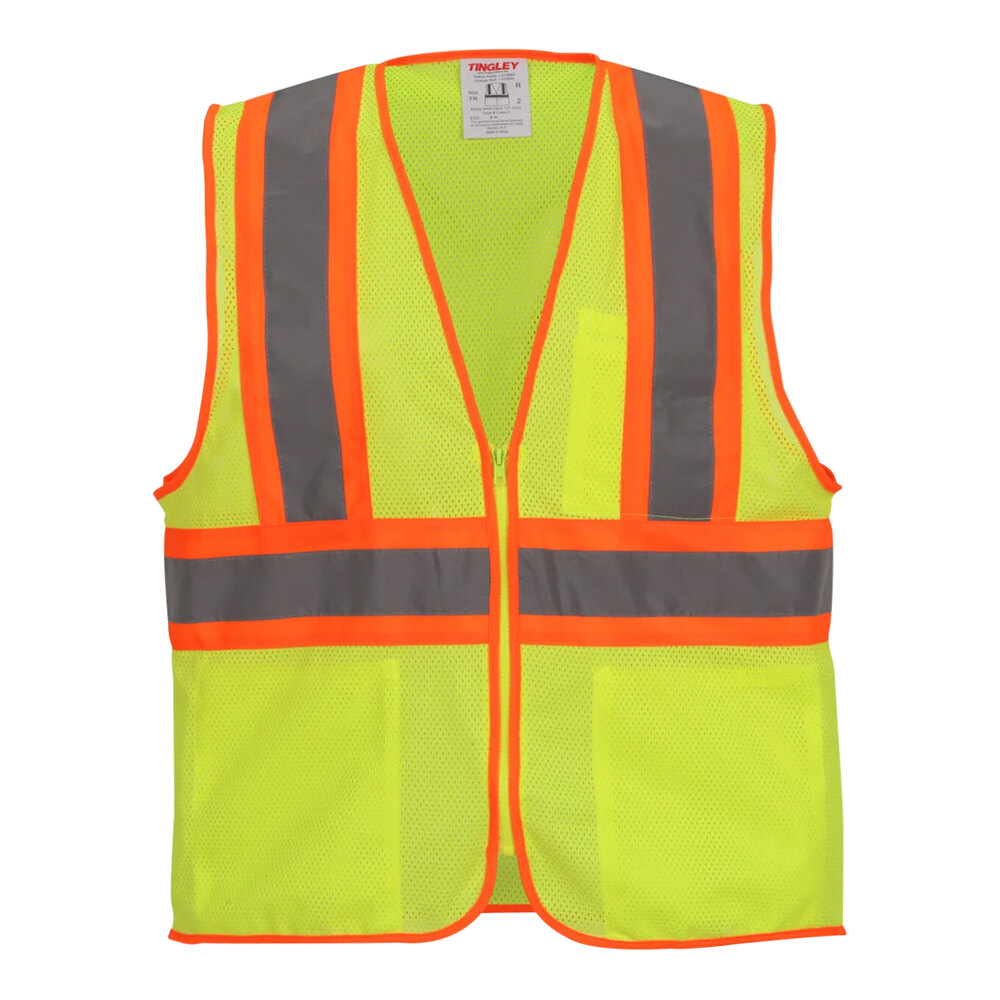 Tingley Job Sight Type R Class 2 Hi-Vis Lime Mesh Safety Vest V70642.L ...