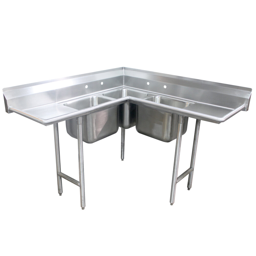 Advance Tabco 94-K3-11D Three Compartment Corner Sink with Two ...