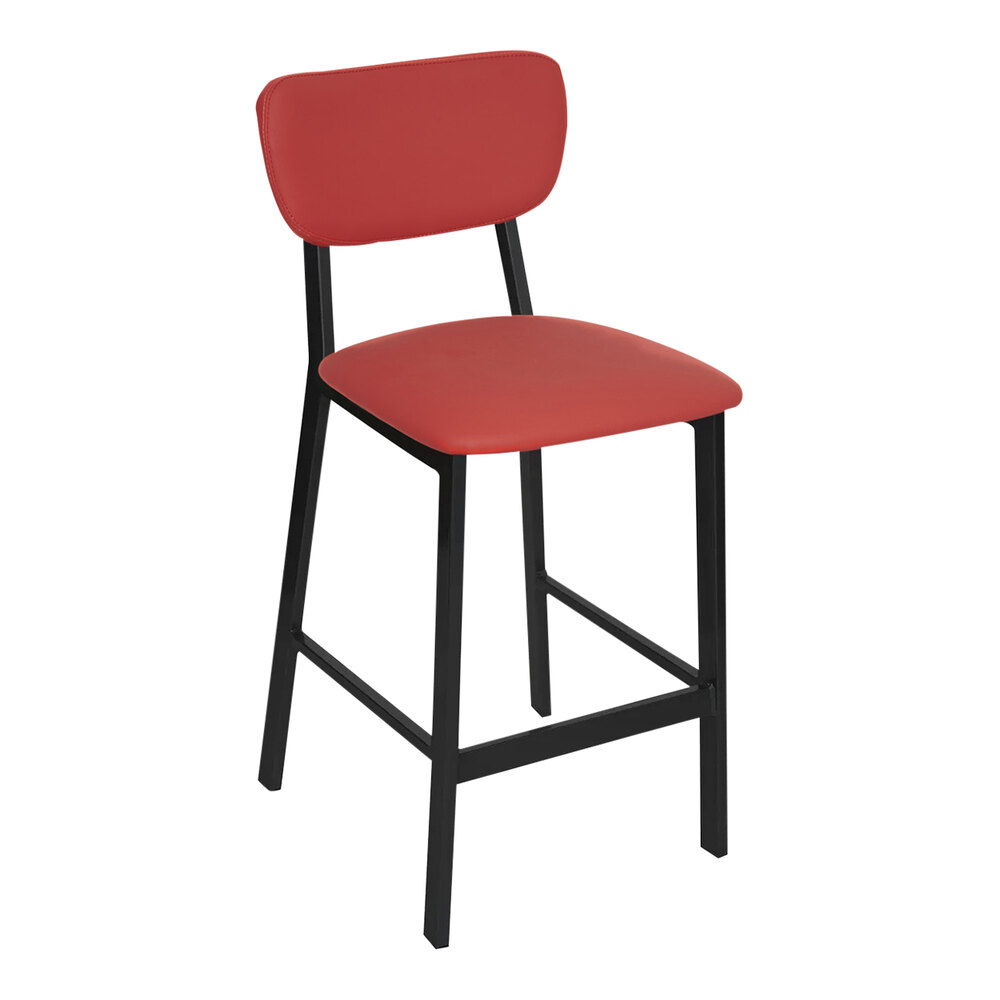BFM Seating Hamilton Black Steel Side Barstool with Customizable Vinyl ...