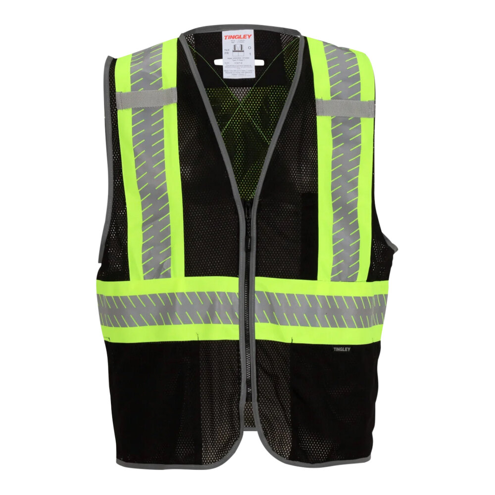 Tingley Type O Class 1 Hi-Vis Black Mesh Safety Vest with X-Back ...