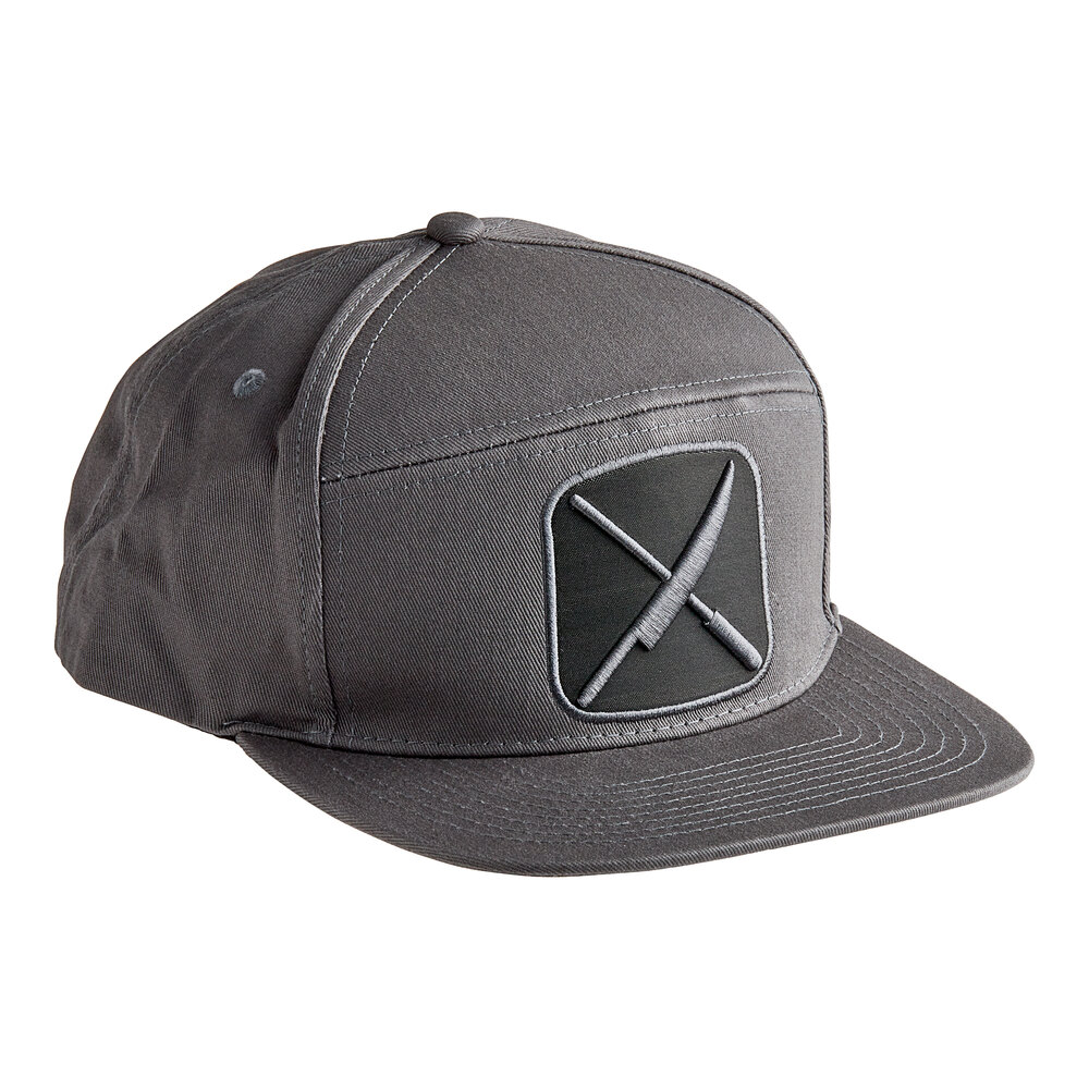 Mercer Culinary Gray 5 Panel Cap with Knife and Steel Logo Patch