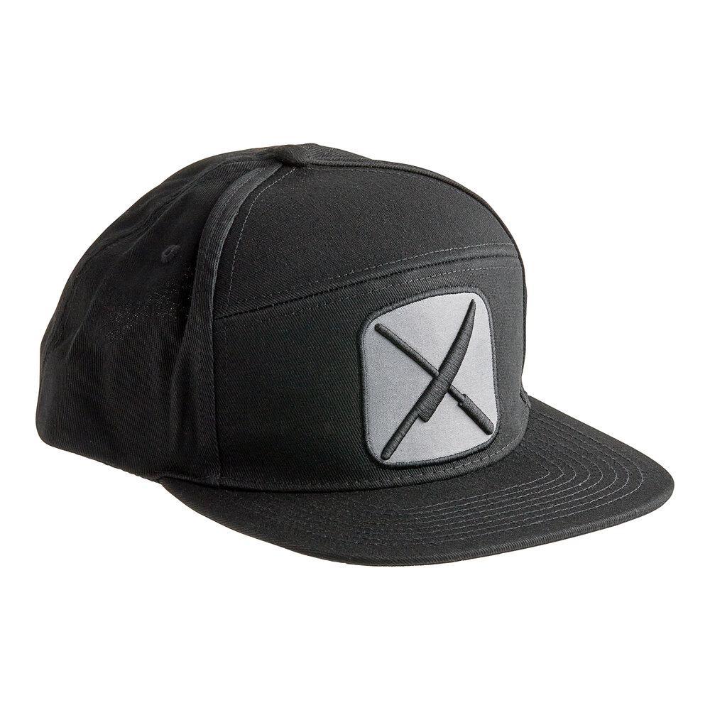Mercer Culinary Black 5 Panel Cap with Knife and Steel Logo Patch