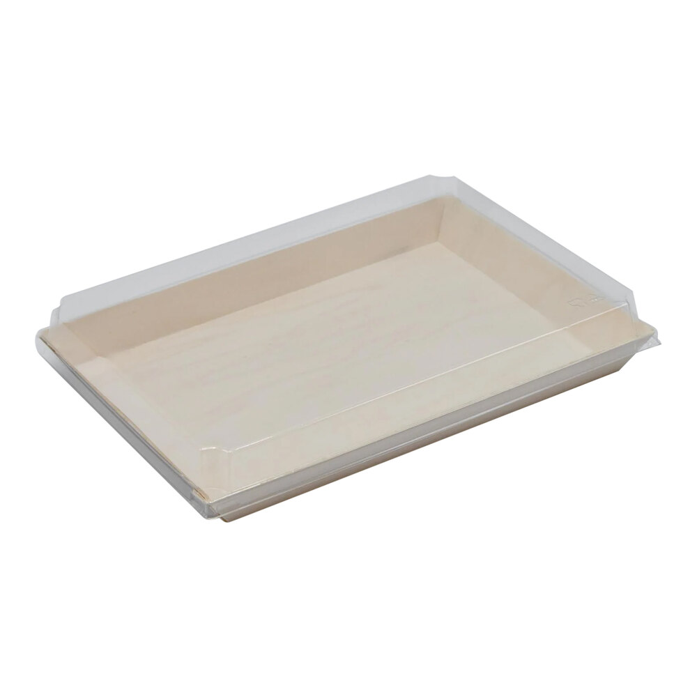 VerTerra 11" x 8" Rectangular Balsa Wood Covered Tray with Transparent ...