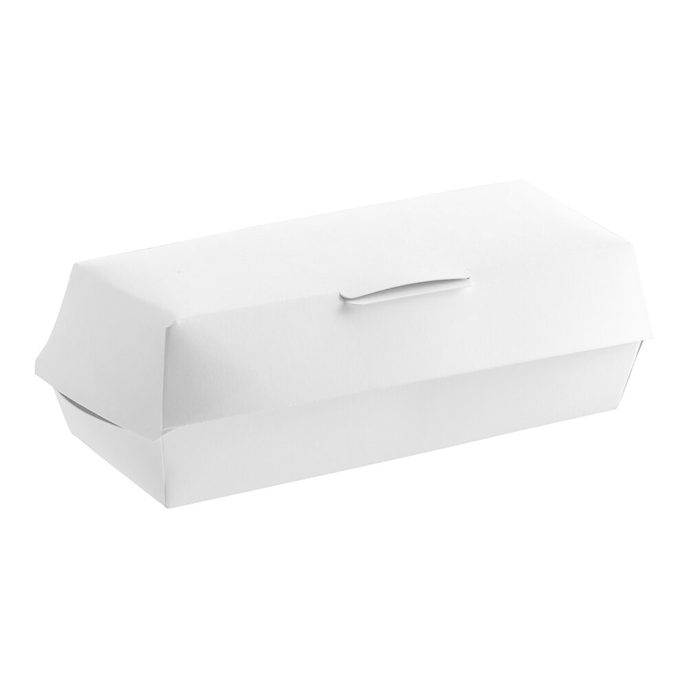 7" x 2 3/4" x 2 1/2" White Paper Clamshell Jumbo Hot Dog Container ...