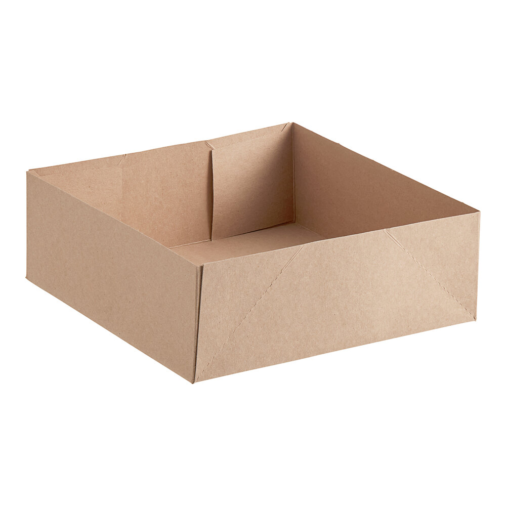 10 1/2" x 10 1/2" x 4" Kraft Paper Concession Carrying Tray - 200/Case