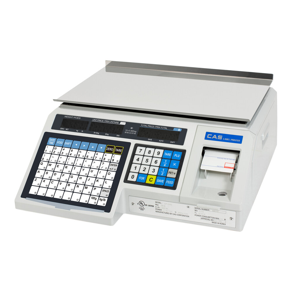 CAS LP-1000N 30 lb. Digital Price Computing Scale with Label Printer ...