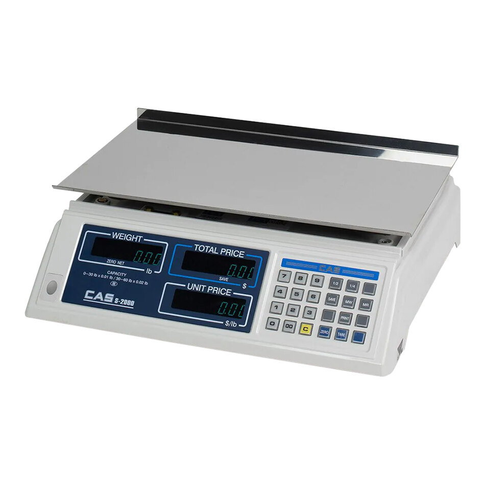 CAS S-2000-30 Space 2000 30 lb. Low-Profile Digital Price Computing Scale - Legal for Trade