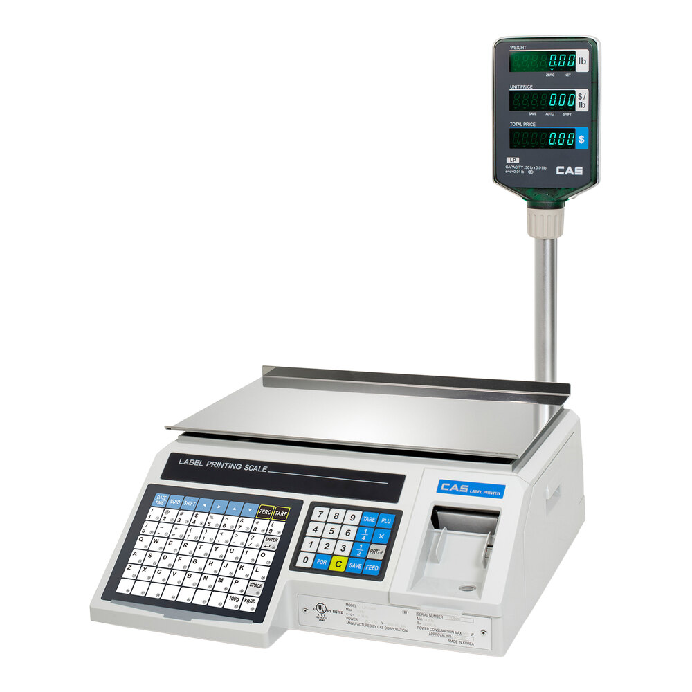CAS LP-1000NP 30 lb. Digital Price Computing Scale with Label Printer ...