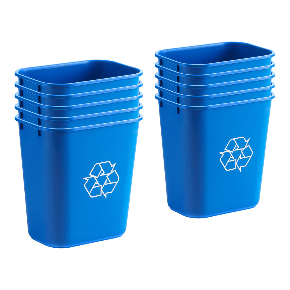 Lavex 13 Qt. / 3 Gallon Blue Rectangular Recycling Wastebasket - 10/Case