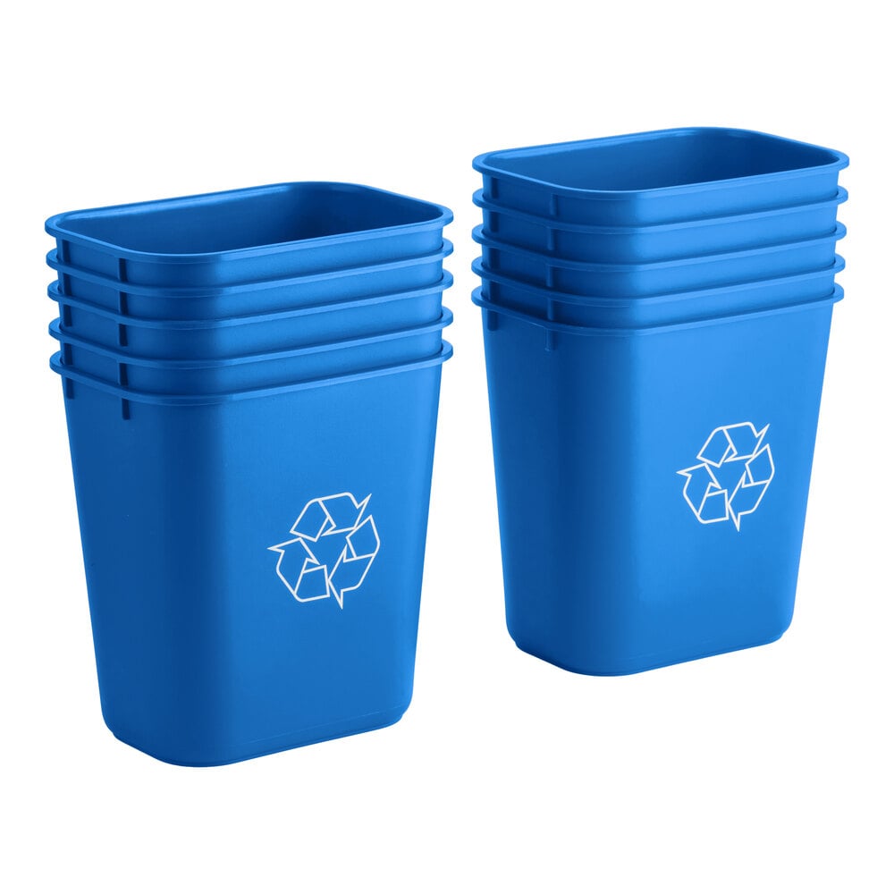 Lavex 13 Qt. / 3 Gallon Blue Rectangular Recycling Wastebasket - 10/Case