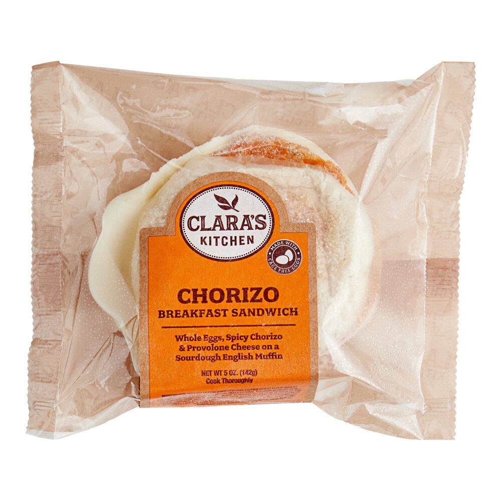 Clara's Kitchen Chorizo Breakfast Sandwich 5 oz. - 12/Case