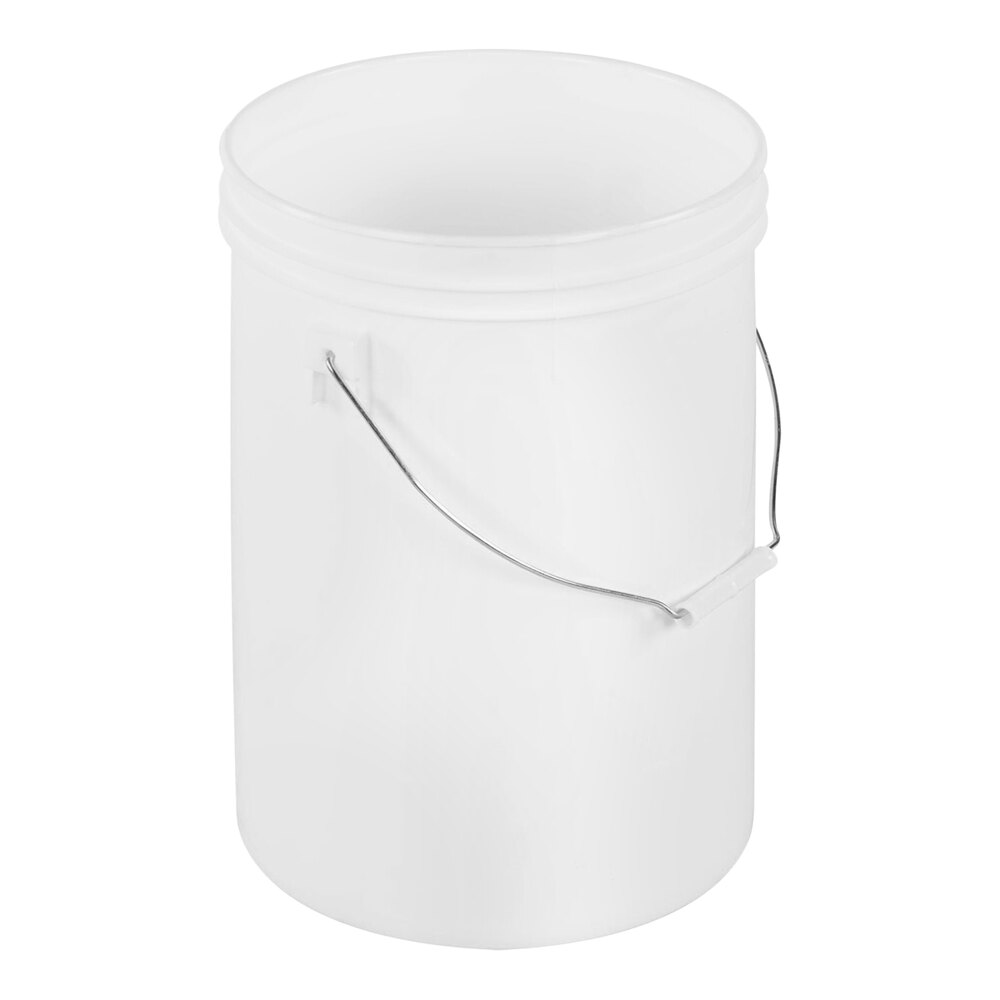 Vestil PAIL-6-PWS 6 Gallon White HDPE Open-Head Pail with Steel Handle
