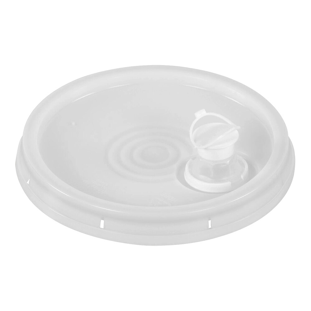 Vestil LID-54-PWST White HDPE Tear Tab Lid with Spout for PAIL-35-PWS ...