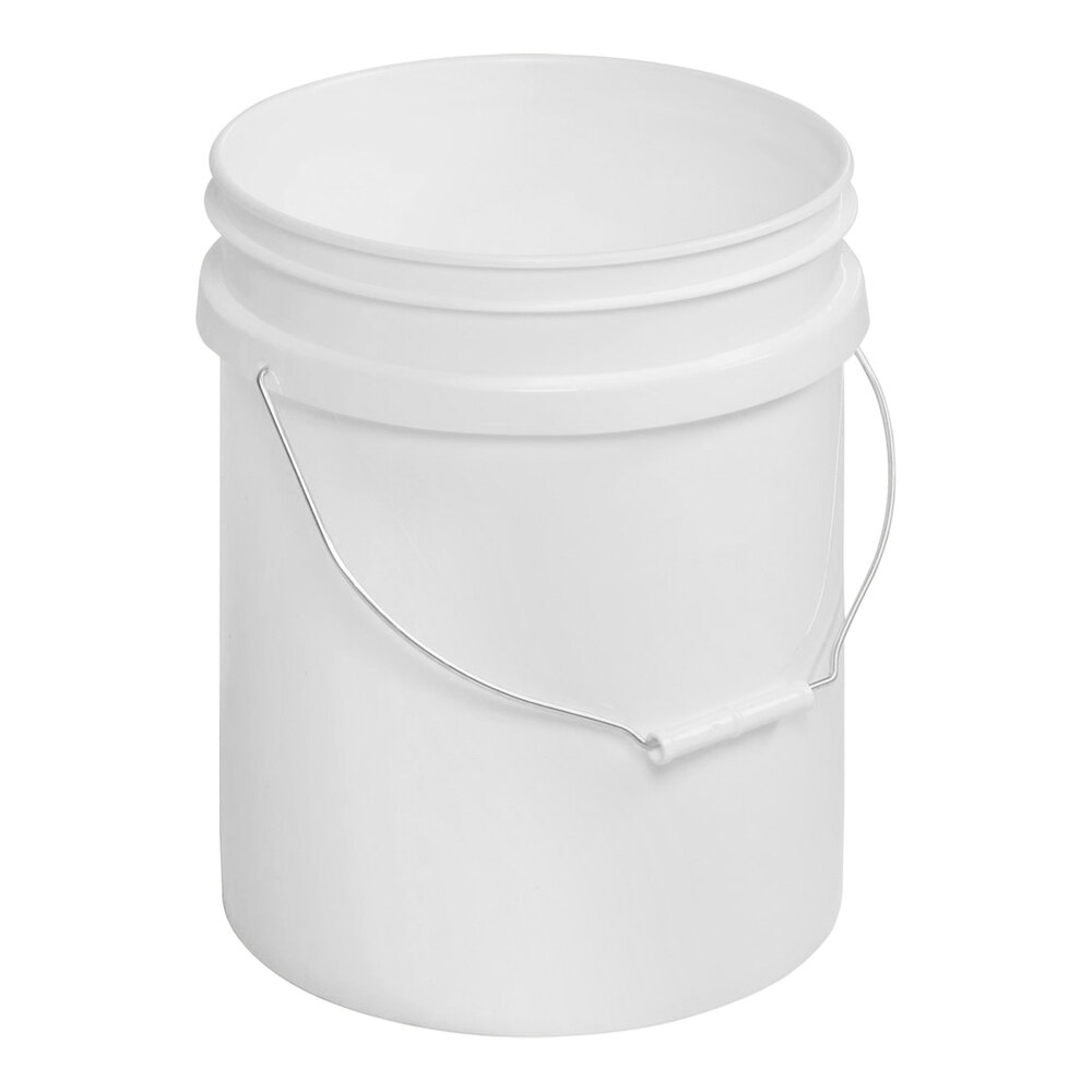 Vestil PAIL-54-PWS 5 Gallon White HDPE Open-Head Pail with Steel Handle