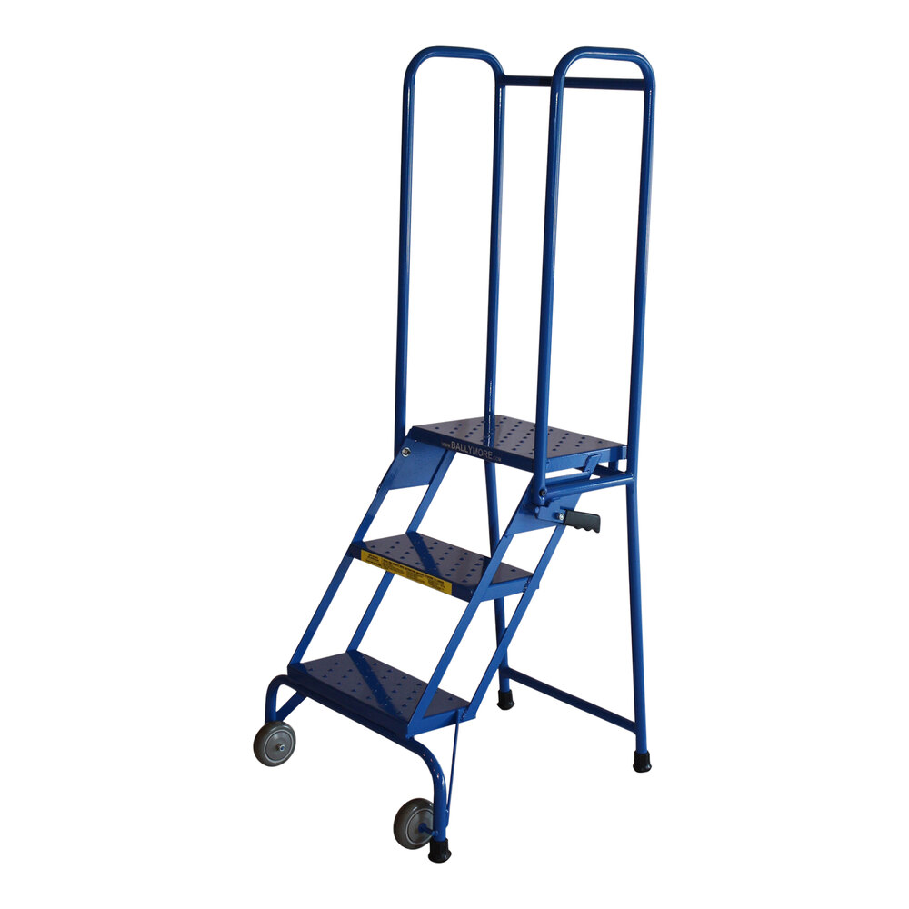 Ballymore Lock-N-Stock 3-Step Blue Heavy-Duty Steel Folding Mobile Step ...