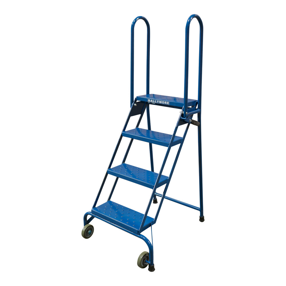 Ballymore Lock-N-Stock 4-Step Blue Heavy-Duty Steel Folding Mobile Step ...
