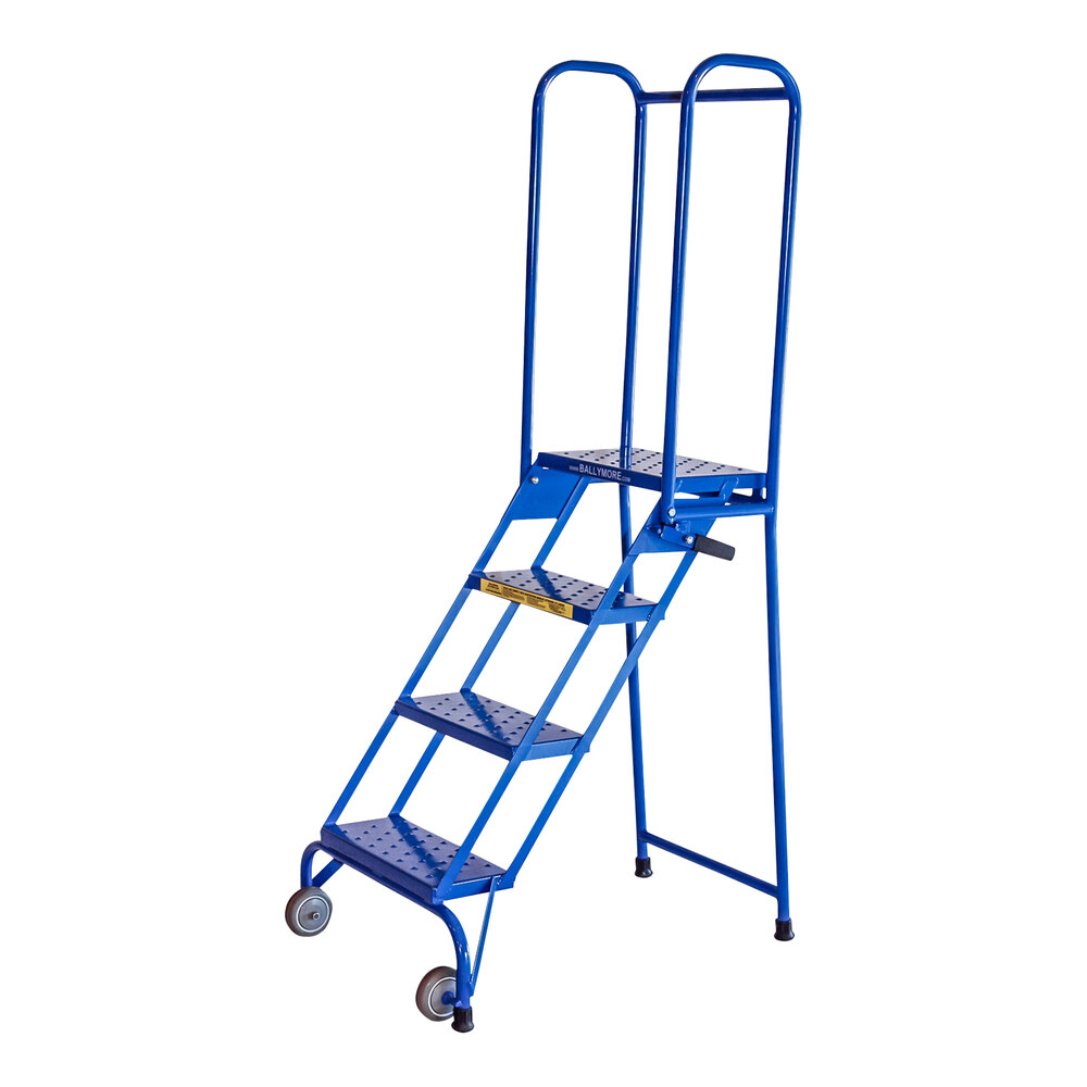 Ballymore Lock-N-Stock 4-Step Blue Heavy-Duty Steel Folding Mobile Step ...