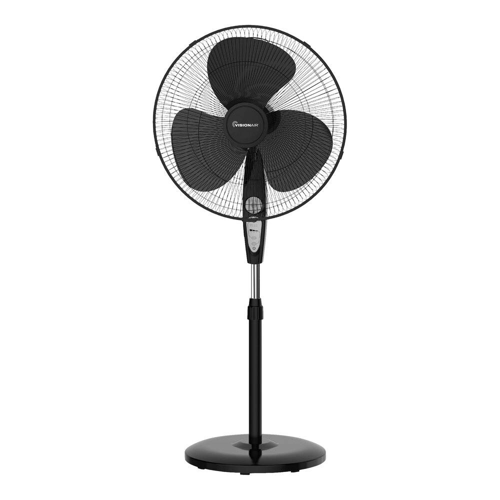 VisionAir 18" Black 3-Speed Oscillating Pedestal Fan with Remote ...